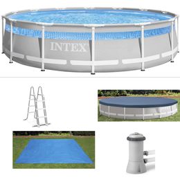 Framepool Intex "Clearview Prism Frame Pool" Schwimmbecken Gr. Ø/B/H/L: 422 cm x Breite Höhe 1,07 cm x Länge, 12706 l, beige Frame-Pools ØxH: 422x107 cm, massive Konstruktion aus pulverbeschichtetem Stahl