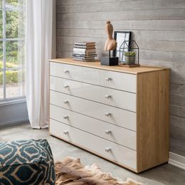 Schubkastenkommode Wiemann "Kiruna" Sideboards Gr. B/H/T: 141 cm x 86 cm x 43 cm, braun (eiche teilmassiv, champagnerglas) Schubladenkommoden vormontiert