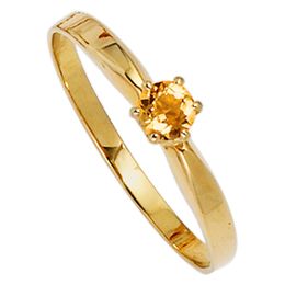 Goldring Jobo "Ring mit Citrin" Fingerringe Gr. 50, Gelbgold 585, gelb (gelbgold 585) Damen 585 Gold