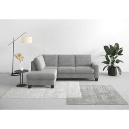 Ecksofa Home Affaire "Summer L-Form", silber, B:236cm H:91cm T:170cm, 100% Polyester, Sofas, Ecksofa, mit Ottomane, mit oder ohne Bettfunktion und Bettkasten, Cord-Bezug