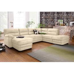 Wohnlandschaft COTTA "Royale U-Form", beige (natur), B:316cm H:90cm T:93cm, Luxus-Kunstleder, frei im Raum stellbar;Luxus-Microfaser (100% Polyester), frei im Raum stellbar;NaturLEDER (echtes Rindsleder) in Sitz und Rücken. Die Rückseiten sind mit Spannstoff bezogen;Kunstleder SOFTLUX, frei im Raum stellbar, Sofas, wahlweise mit Bettfunktion