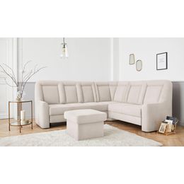 Sit & More Ecksofa SIT & MORE "Melissa L-Form", beige (linen), B:257cm T:217cm, 100% Polyester, Sofas, Ecksofa, klassisches Polsterprogramm, wahlweise Bettfunktion und Schubkasten