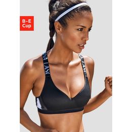 active by Lascana Sport-BH LASCANA ACTIVE Gr. 90, Cup C, schwarz-weiß (schwarz, weiß) Damen BHs Sport-BH Sportbekleidung Push-up-BH Sport mit eingearbeiteten Push-up-Kissen