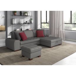 Sit & More Ecksofa SIT & MORE "Luxor L-Form", grau, B:275cm H:82cm T:173cm, Luxus-Microfaser ALTARA NUBUCK (100% Polyester);Soft clean (98% Polyester, 2% Polyamid);Struktur fein (100% Polyester), Sofas, Ecksofa, wahlweise mit Bettfunktion, Bettkasten und Kopfteilverstellung