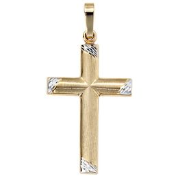 Kreuz-Anhänger Jobo "Anhänger Kreuz" Schmuckanhänger Gr. Gelbgold 333, goldfarben (gelbgold 333) Damen 333 Gold bicolor