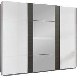 Schwebetürenschrank wimex "Bern Schiebetürenschrank TOPSELLER" Schränke Gr. B/H/T: 313 cm x 236 cm x 64 cm, 3 St., weiß (weiß, raw steel) Schrank mit zusätzlicher Innenausstattung, Garderobe