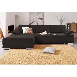 Sit & More Ecksofa SIT & MORE "Coria L-Form", schwarz, B:282cm H:80cm T:162cm, Kunstleder SOFTLUX;Struktur ( 100% Polyester);Struktur fein ( 90% Polyester; 10% Polyamid);Luxus-Microfaser ALTARA NUBUCK (100% Polyester), Sofas, Ecksofa, mit XL-Recamiere, wahlweise mit Bettfunktion