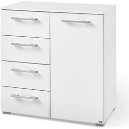 Kommode SET ONE BY Musterring "Henderson" Sideboards Gr. B/H/T: 80 cm x 81 cm x 42 cm, 4, weiß (alpinweiß) Kommode mit 1 Tür und 4 Schubladen inkl. Selbsteinzug Dämpfung