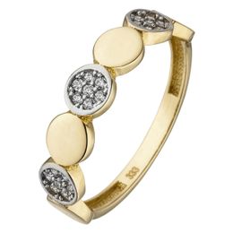 Fingerring Jobo Gr. 50, gold (gelbgold 333), Fingerringe, Damen, 50, Gelbgold 333, Fingerring, 333 Gold bicolor mit 21 Zirkonia