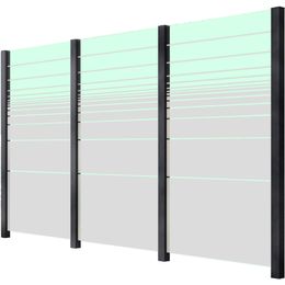 STAKET PRO Zaun Zaunelemente Glaszaun, Gesamtlänge: 3,284 m, 4 Pfosten grau (anthrazit) Zaunelemente