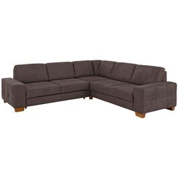 Ecksofa Home Affaire "Puccini L-Form", braun (nuss), B:276cm H:86cm T:271cm, Luxus-Microfaser Lederoptik (100% Polyester);Luxus-Microfaser (100% Polyester);Luxus-Microfaser ALTARA NUBUCK (100% Polyester), Sofas, Ecksofa, mit Federkern, Sitztiefenverstellung, Kontrastnaht