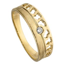 Goldring Jobo "Ring mit Diamant 0,05 ct." Fingerringe Gr. 52, SI = kleine Einschlüsse, Gelbgold 585-Diamanten, gelb (gelbgold 585) Damen 585 Gold