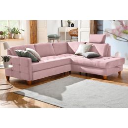 Ecksofa Home Affaire "Earl L-Form", rosa (flamingo), B:233cm H:80cm T:196cm, Luxus-Microfaser in Lederoptik (100% Polyester);Struktur fein (100% Polyester);Luxus-Microfaser ALTARA NUBUCK (100% Polyester), Sofas, Ecksofa, wahlweise auch mit Bettfunktion oder Bettfunktion mit Bettkasten