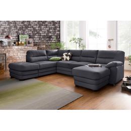 Wohnlandschaft COTTA "Royale U-Form", braun (espresso), B:316cm H:90cm T:93cm, Luxus-Kunstleder, frei im Raum stellbar;Luxus-Microfaser (100% Polyester), frei im Raum stellbar;NaturLEDER (echtes Rindsleder) in Sitz und Rücken. Die Rückseiten sind mit Spannstoff bezogen;Kunstleder SOFTLUX, frei im Raum stellbar, Sofas, wahlweise mit Bettfunktion
