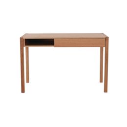 Schreibtisch WOODMAN "New" Tische Gr. B/H/T: 119 cm x 77 cm x 60 cm, braun (eiche) mit offenem Regal und Schublade, Holzfurnier aus Eiche