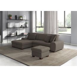 Sit & More Ecksofa SIT & MORE "Luxor L-Form", beige (dunkelbeige), B:275cm H:82cm T:173cm, Luxus-Microfaser ALTARA NUBUCK (100% Polyester);Soft clean (98% Polyester, 2% Polyamid);Struktur fein (100% Polyester), Sofas, Ecksofa, wahlweise mit Bettfunktion, Bettkasten und Kopfteilverstellung