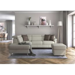 Sit & More Ecksofa SIT & MORE "Freetown L-Form", wei&szlig; (altwei&szlig;), B:252cm H:84cm T:216cm, Sofas, Ecksofa, inklusive Kopfteilverstellung und komfortablem Federkern