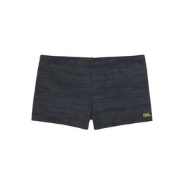 Boxer-Badehose Bruno Banani, Herren, Gr. 4 (46/48), N-Gr, schwarz (schwarz, grau), Polyamid, bedruckt, Badehosen, mit trendigem Alloverprint