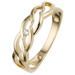 Fingerring Jobo Fingerringe Gr. 52, SI = kleine Einschlüsse, Gelbgold 585-Diamanten, gelb (gelbgold 585) Damen 585 Gold mit Diamant