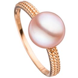 Perlenring Jobo "Ring mit Perle 8,5 mm" Fingerringe Gr. 50, Roségold 585-Perlen, rosegold (roségold 585) Damen Fingerringe 585 Roségold