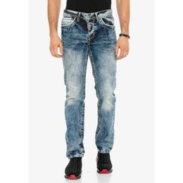 Cipo & Baxx Bequeme Jeans CIPO & BAXX Gr. 30, Länge 30, blau Herren Jeans mit Kontrastnähten in Straight Fit