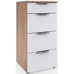 Schubkastenkommode wimex "Level by fresh to go" Sideboards Gr. B/H/T: 41 cm x 84 cm x 41 cm, 4 St., weiß (front weiß, korpus plankeneiche nachbildung) 4 Schubladen mit soft-close Funktion, 41cm breit, 84cm hoch