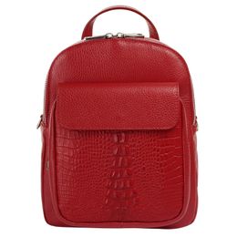 Cityrucksack CLUTY Gr. B/H/T: 26 cm x 22 cm x 9 cm, rot Rucksäcke echt Leder, Made in Italy