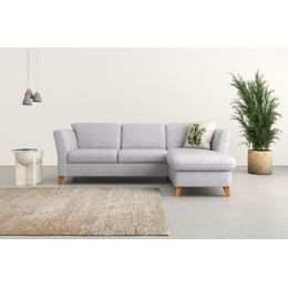 Ecksofa Home Affaire "Trelleborg L-Form", silber, B:249cm H:86cm T:162cm, 100% Polyester, Sofas, Ecksofa, Federkern-Polsterung, wahlweise mit Bettfunktion und Bettkasten