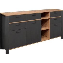 Mäusbacher Sideboard MÄUSBACHER "Nele" Sideboards Gr. B/H/T: 193 cm x 92 cm x 44 cm, 5, schwarz (anthrazit matt lack, asteiche) Sideboards Breite 193 cm