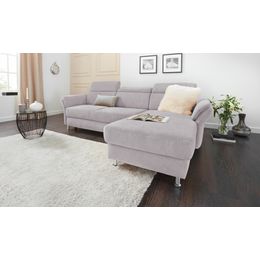 Sit & More Ecksofa SIT & MORE "Avignon L-Form", silber, B:259cm H:97cm T:172cm, Flachgewebe (90% Polyester, 10% Polyamid);Luxus-Microfaser (100% Polyester);Struktur (100% Polyester), Sofas, Ecksofa, Kopfteilverstellung, wahlweise mit Bettfunktion und Bettkasten