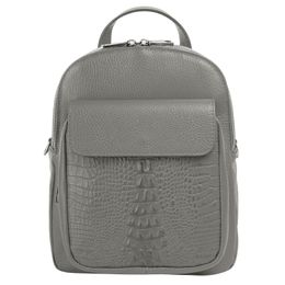 Cityrucksack CLUTY Gr. B/H/T: 26 cm x 22 cm x 9 cm, grau Rucksäcke echt Leder, Made in Italy