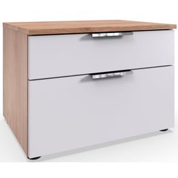 Nachtkommode wimex "Level by fresh to go" Sideboards Gr. B/H/T: 54 cm x 39 cm x 41 cm, 2 St., weiß (front weiß, korpus plankeneiche nachbildung) 2 Schubladen mit soft-close Funktion, 54cm breit, 39cm hoch