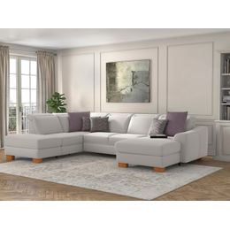 Sit & More Wohnlandschaft SIT & MORE "Dundee U-Form", silber, B:338cm H:86cm T:219cm, Sofas, Wohnlandschaft, mit Federkern und Massivholzf&uuml;&szlig;en, wahlweise mit Kopfteilverstellung