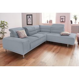 Sit & More Ecksofa SIT & MORE "Mariola L-Form", grau (hellgrau), B:263cm H:93cm T:234cm, Luxus-Microfaser (100% Polyester);Struktur (100% Polyester);Luxus-Microfaser ALTARA NUBUCK (100% Polyester), Sofas, Ecksofa, mit Federkern und Ottomane, inklusive Sitztiefenverstellung