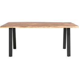 Esstisch Salesfever Tische Gr. B/H/T: 180 cm x 76,5 cm x 90 cm, 180 x 90 cm, schwarz (natur, schwarz, natur) Esstische rechteckig Massivholz geölt und zweifach gewachst