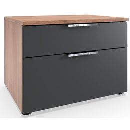 Nachtkommode wimex "Level by fresh to go" Sideboards Gr. B/H/T: 54 cm x 39 cm x 41 cm, 2 St., schwarz (front graphit, korpus plankeneiche nachbildung) 2 Schubladen mit soft-close Funktion, 54cm breit, 39cm hoch