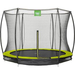 Gartentrampolin EXIT "Silhouette Ground" Trampoline Gr. Ø 244 cm, grün (schwarz) Kinder Trampoline mit Sicherheitsnetz