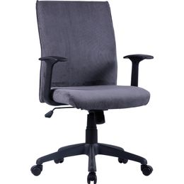 Bürostuhl ByLiving "Rocket" Stühle Gr. Cord, Kunststoff, grau (grau, schwarz, schwarz) Drehstühle mit Webstoff oder modernem Cord Bezug, Wippmechanik