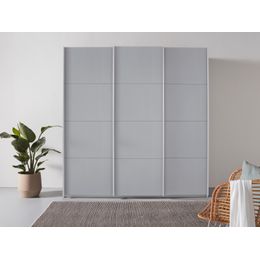 Schwebetürenschrank Rauch "Oteli" Schränke Gr. B/H/T: 203 cm x 210 cm x 68 cm, 3 St., grau (seidengrau) Schwebetürenschränke und Schiebetürenschränke in verschiedenen Dekor- Hochglanzfarben