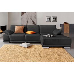 Sit & More Ecksofa SIT & MORE "Coria L-Form", schwarz, B:282cm H:80cm T:162cm, Kunstleder SOFTLUX;Struktur ( 100% Polyester);Struktur fein ( 90% Polyester; 10% Polyamid);Luxus-Microfaser ALTARA NUBUCK (100% Polyester), Sofas, Ecksofa, mit XL-Recamiere, wahlweise mit Bettfunktion
