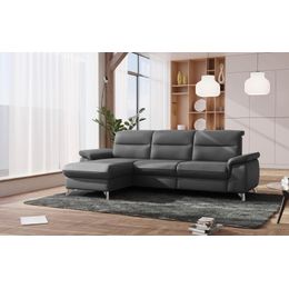 Sit & More Ecksofa SIT & MORE "Astoria L-Form", grau (dunkelgrau), B:260cm H:91cm T:175cm, 100% Polyester, Sofas, Ecksofa, wahlweise mit motorischer Relaxfunktion