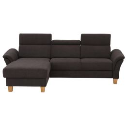 Ecksofa Home Affaire "Conville L-Form", grau (fango), B:256cm H:84cm T:167cm, 100% Polyester, Sofas, Ecksofa, Federkern, wahlweise mit Bettfunktion und Bettkasten bzw. Stauraum