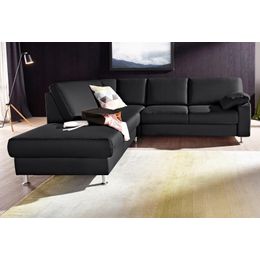 Sit & More Ecksofa SIT & MORE "Belfort L-Form", schwarz, B:243cm H:88cm T:218cm, Flachgewebe (100% Polyester);Luxus-Microfaser ALTARA NUBUCK (100% Polyester);Luxus-Microfaser (90% Polyester, 10% Polyamid), Sofas, Ecksofa, wahlweise mit Vorziehsitz und Bettkasten