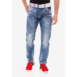 Cipo & Baxx Bequeme Jeans CIPO & BAXX Gr. 30, Länge 34, blau Herren Jeans 5-Pocket-Jeans mit trendigen Zierelementen