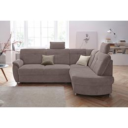 Sit & More Ecksofa SIT & MORE "Sonoma L-Form", grau (taupe), B:246cm H:91cm T:176cm, Kunstleder SOFTLUX;Luxus-Microfaser ALTARA NUBUCK (100% Polyester);Luxus-Microfaser (90% Polyester, 10% Polyamid), Sofas, Ecksofa, wahlweise mit Bettfunktion und Bettkasten, Topseller