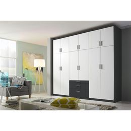 Kleiderschrank Rauch "Hildesheim" Schränke Gr. B/H/T: 275 cm x 231 cm x 58 cm, 6 St., schwarz-weiß (graumetallic, weiß) Drehtürenschrank Drehtürenschränke Schränke inkl. Passepartout und Schubkasten mit Inneneinteilung