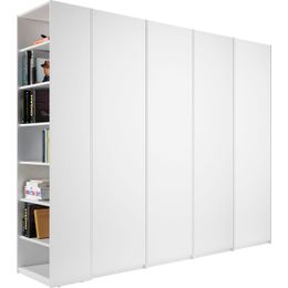 Müllermöbel Drehtürenschrank MÜLLER SMALL LIVING "Modular Plus Variante 7" Schränke Gr. B/H/T: 270,3 cm x 221,4 cm x 60,5 cm, 4 St., Basisausführung, weiß mit drei Anbauelementen, links oder rechts montierbarem Seitenregal