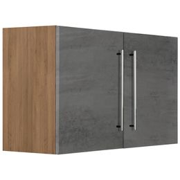 Hängeschrank KOCHSTATION "KS-Samos" Schränke Gr. B/H/T: 100 cm x 57 cm x 34 cm, 2 St., grau (beton o x id, wotaneichefarben) Hängeschränke 100 cm breit