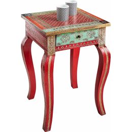 Beistelltisch Home Affaire Tische Gr. B/H/T: 38 cm x 53 cm x 38 cm, bunt (rot, bunt) Beistelltische handgearbeitet und handbemalt