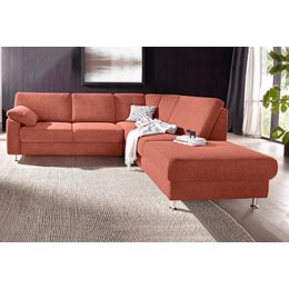 Sit & More Ecksofa SIT & MORE "Belfort L-Form", orange (terrakotta), B:243cm H:88cm T:218cm, Flachgewebe (100% Polyester);Luxus-Microfaser ALTARA NUBUCK (100% Polyester);Luxus-Microfaser (90% Polyester, 10% Polyamid), Sofas, Ecksofa, wahlweise mit Vorziehsitz und Bettkasten